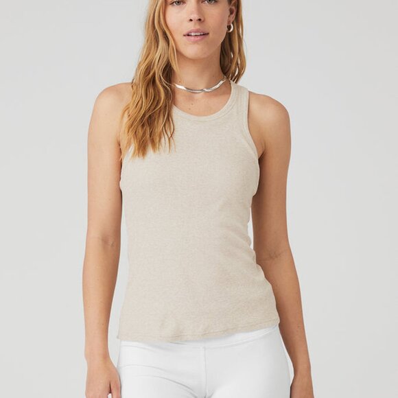 ALO Yoga | Tops | Alo Aspire Full Lenth Rib Tank Oatmeal Heather | Poshmark